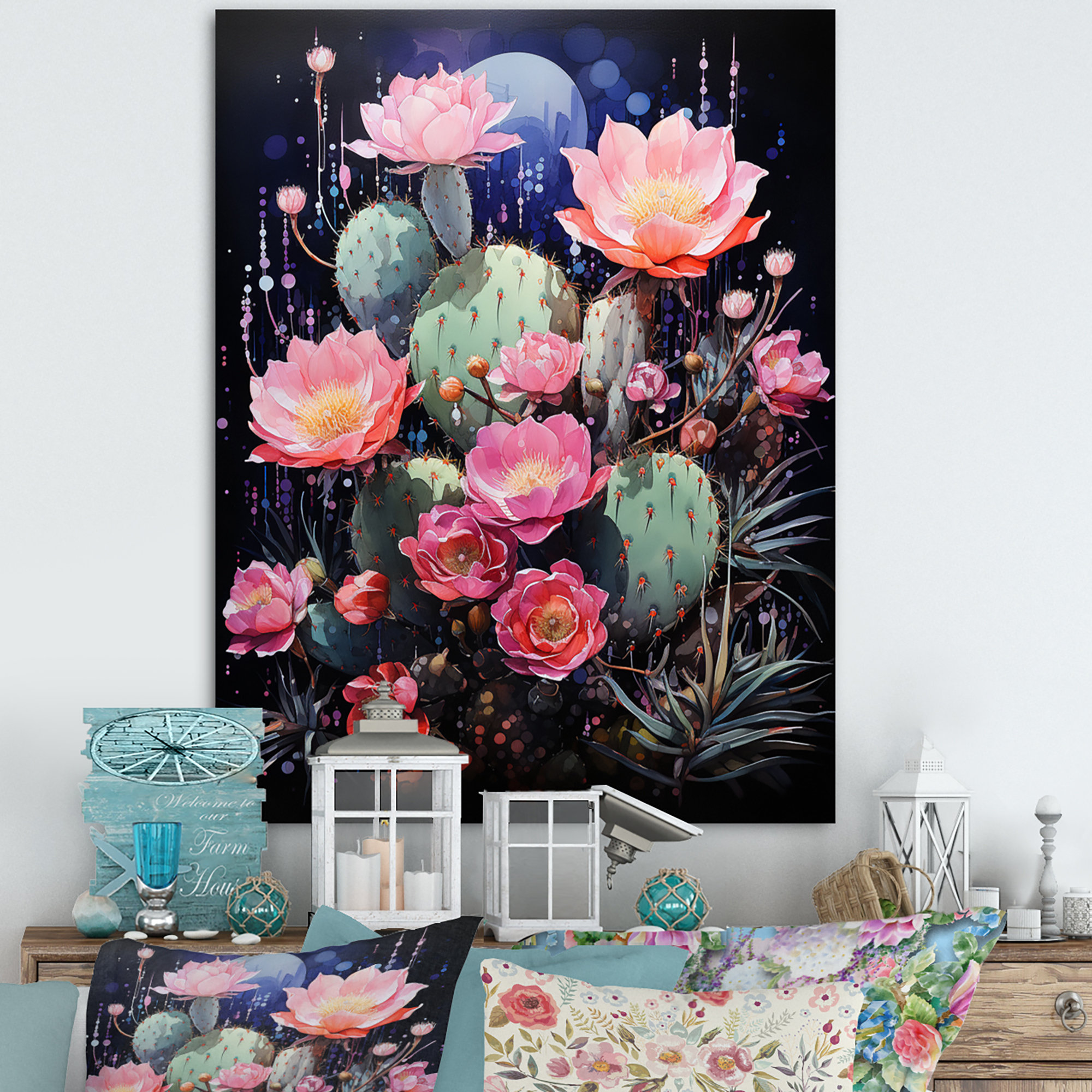 Dakota Fields Torvald Pink Green Cactus Desert Royalty Queen On Canvas Print | Wayfair
